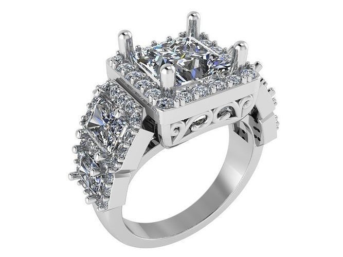 Square Diamond ring 2732 3D print model 3D model 3D printable | CGTrader