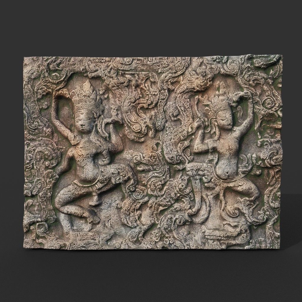 3D model Ancient Khmer Temple Wall modular Ultra HD 16K Texture ...