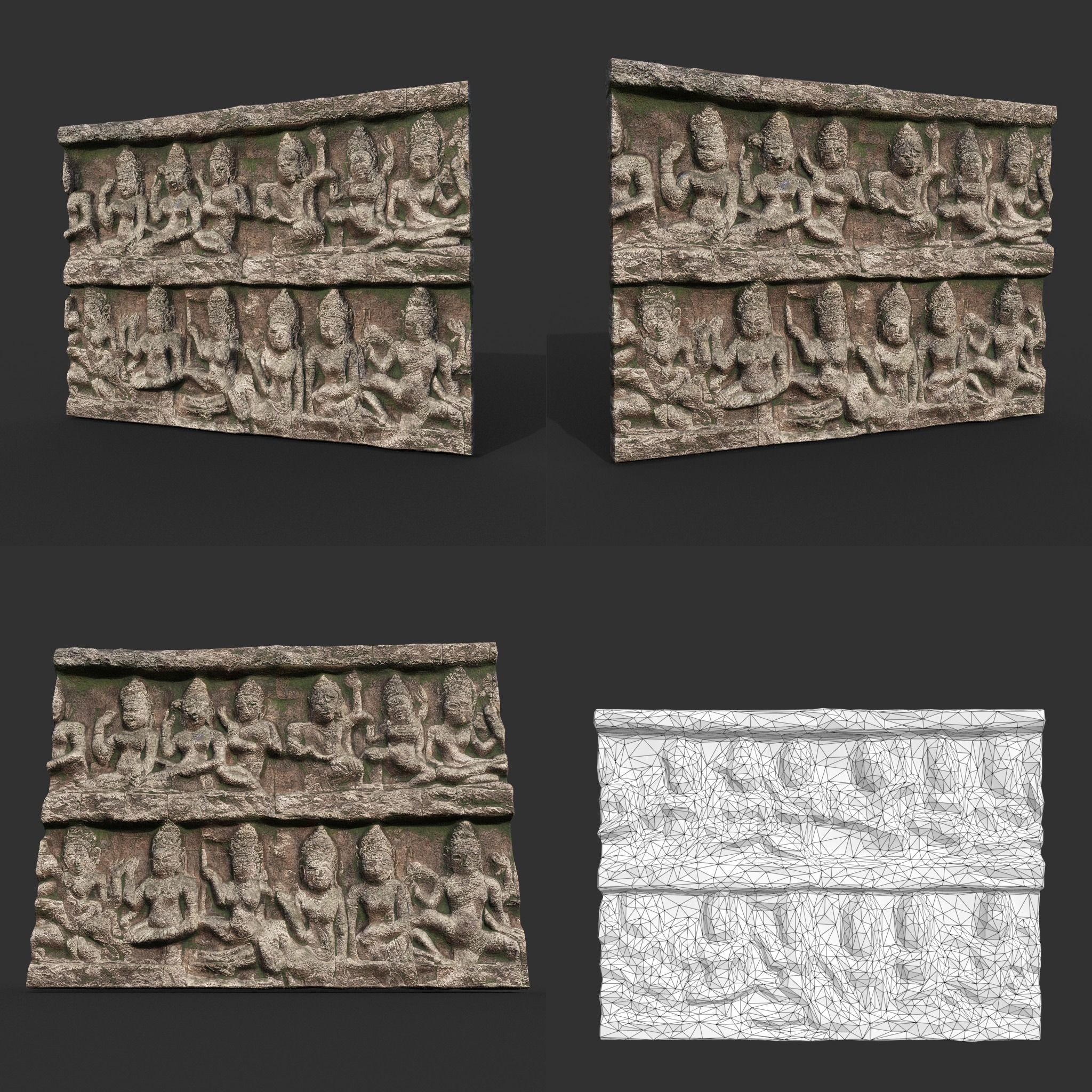 3D model Ancient Khmer Temple Wall modular Ultra HD 16K Texture ...