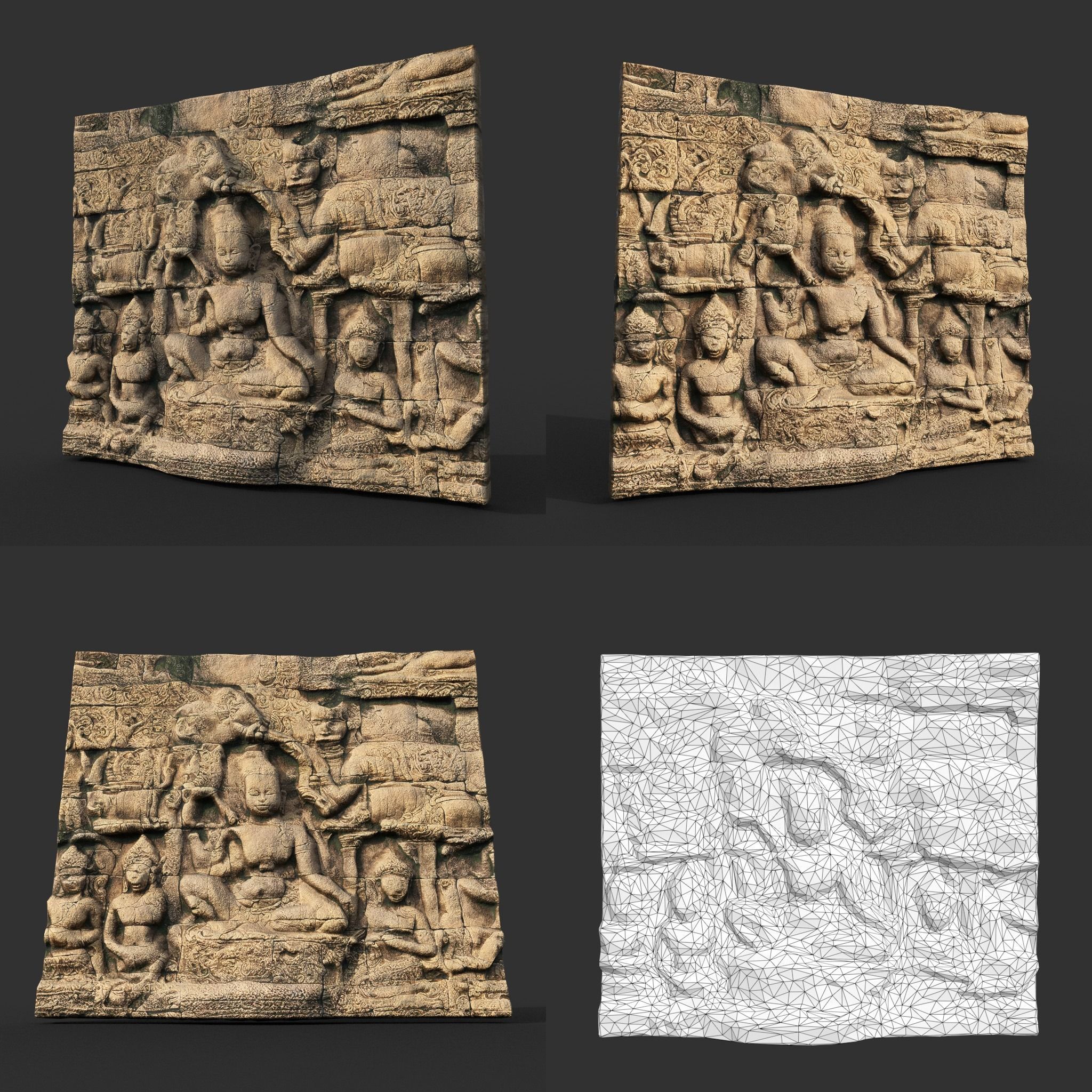 3D model Ancient Khmer Temple Wall modular Ultra HD 16K Texture ...