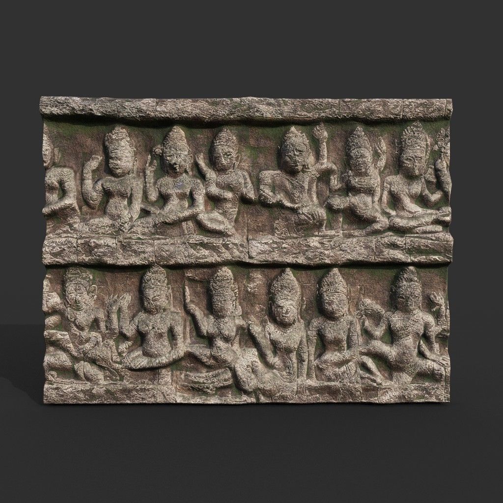 3D model Ancient Khmer Temple Wall modular Ultra HD 16K Texture ...