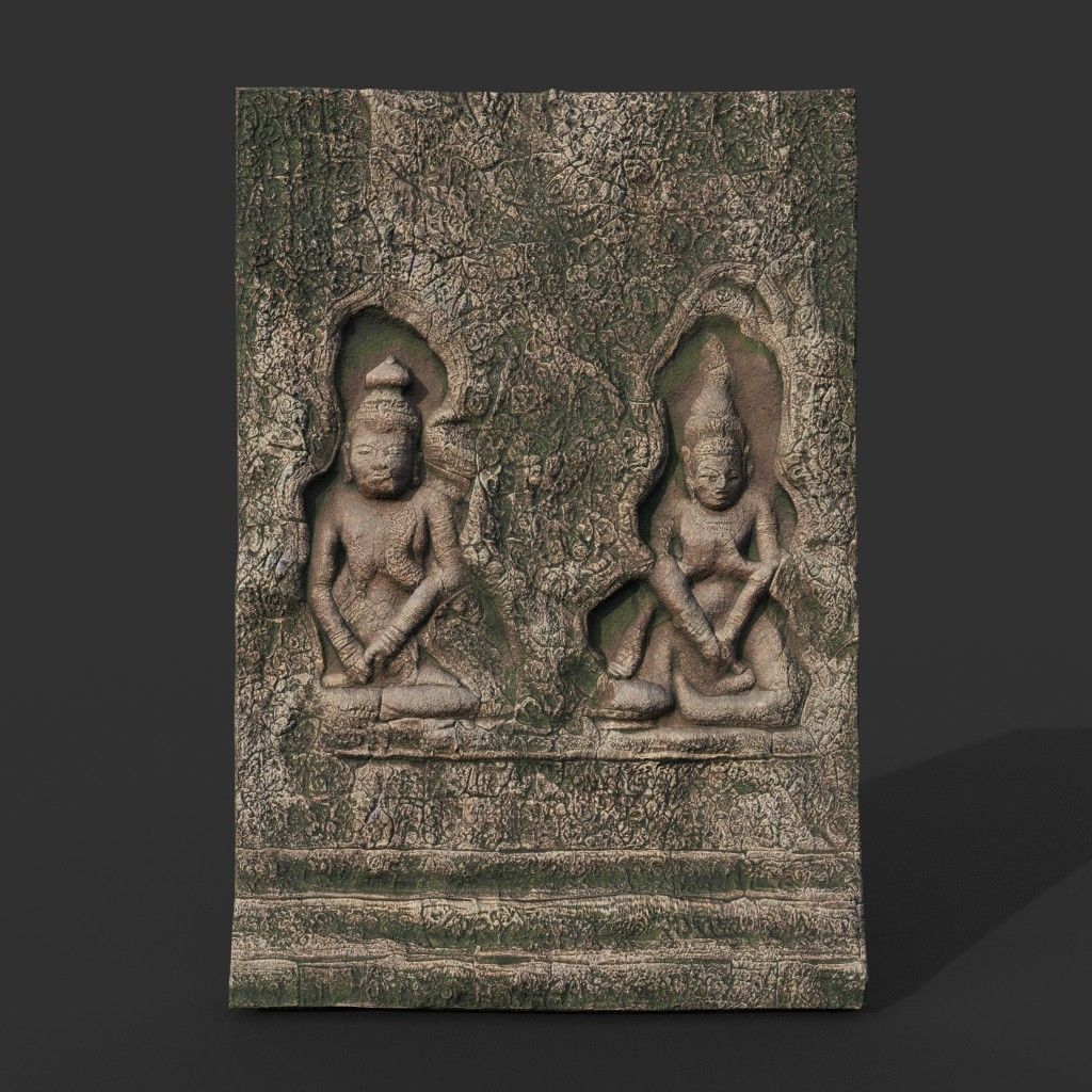 3D model Ancient Khmer Temple Wall modular Ultra HD 16K Texture ...