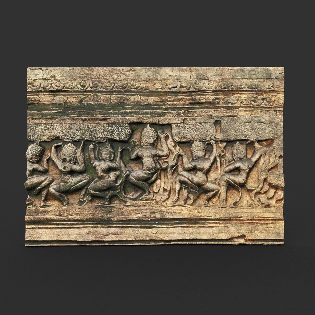 3D model Ancient Khmer Temple Wall modular Ultra HD 16K Texture ...