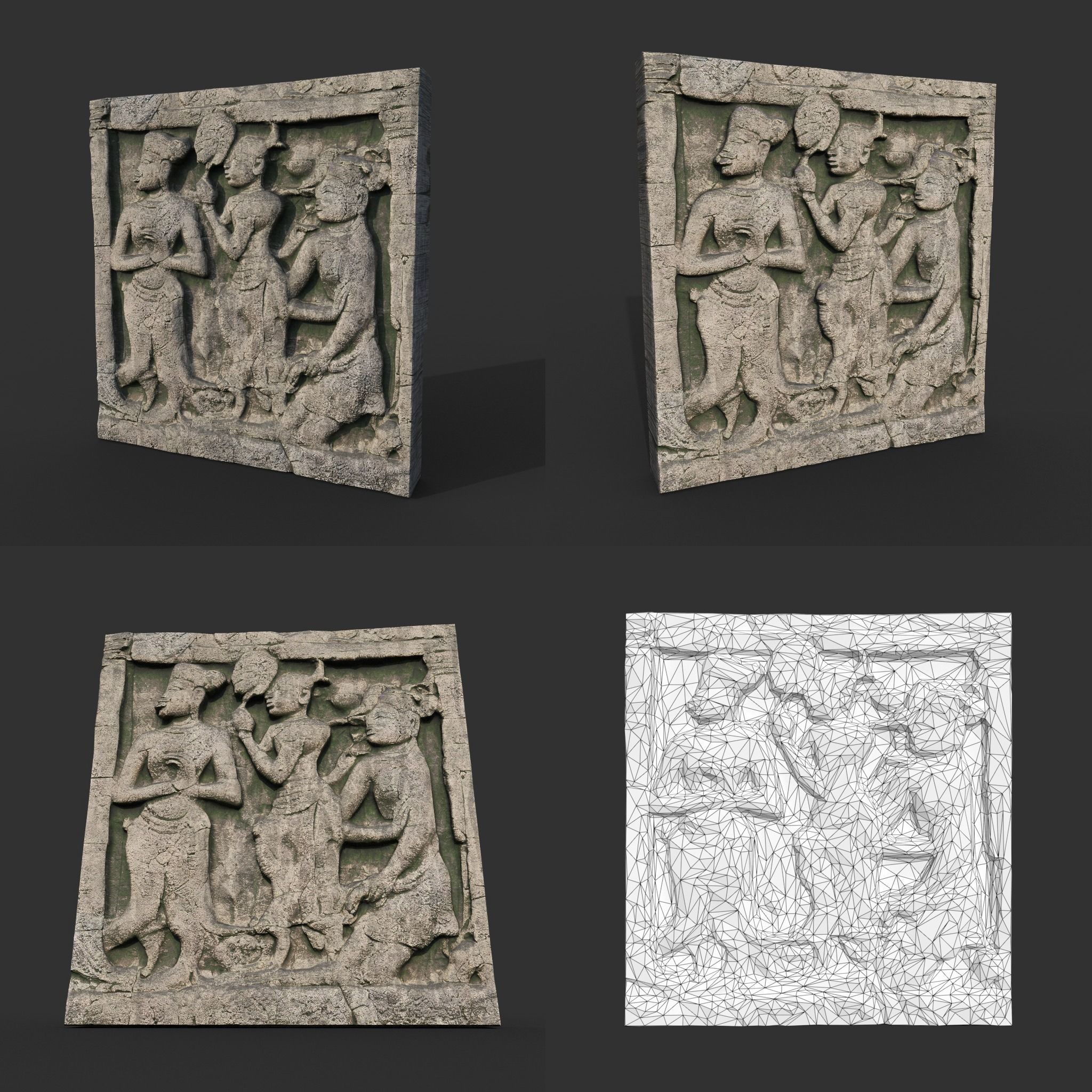 3D model Ancient Khmer Temple Wall modular Ultra HD 16K Texture ...