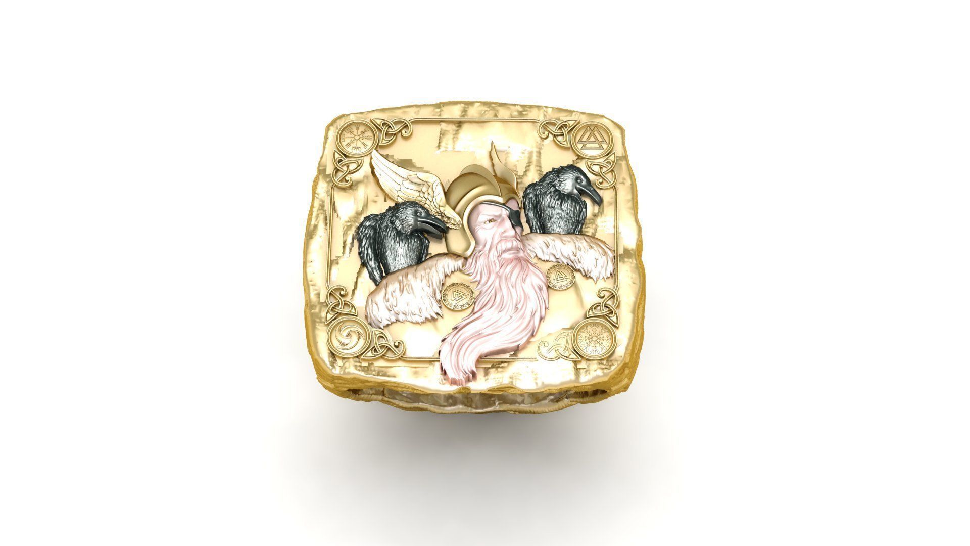 Ring Odin Hugin Munin Viking God jewelry 3D model 3D printable | CGTrader