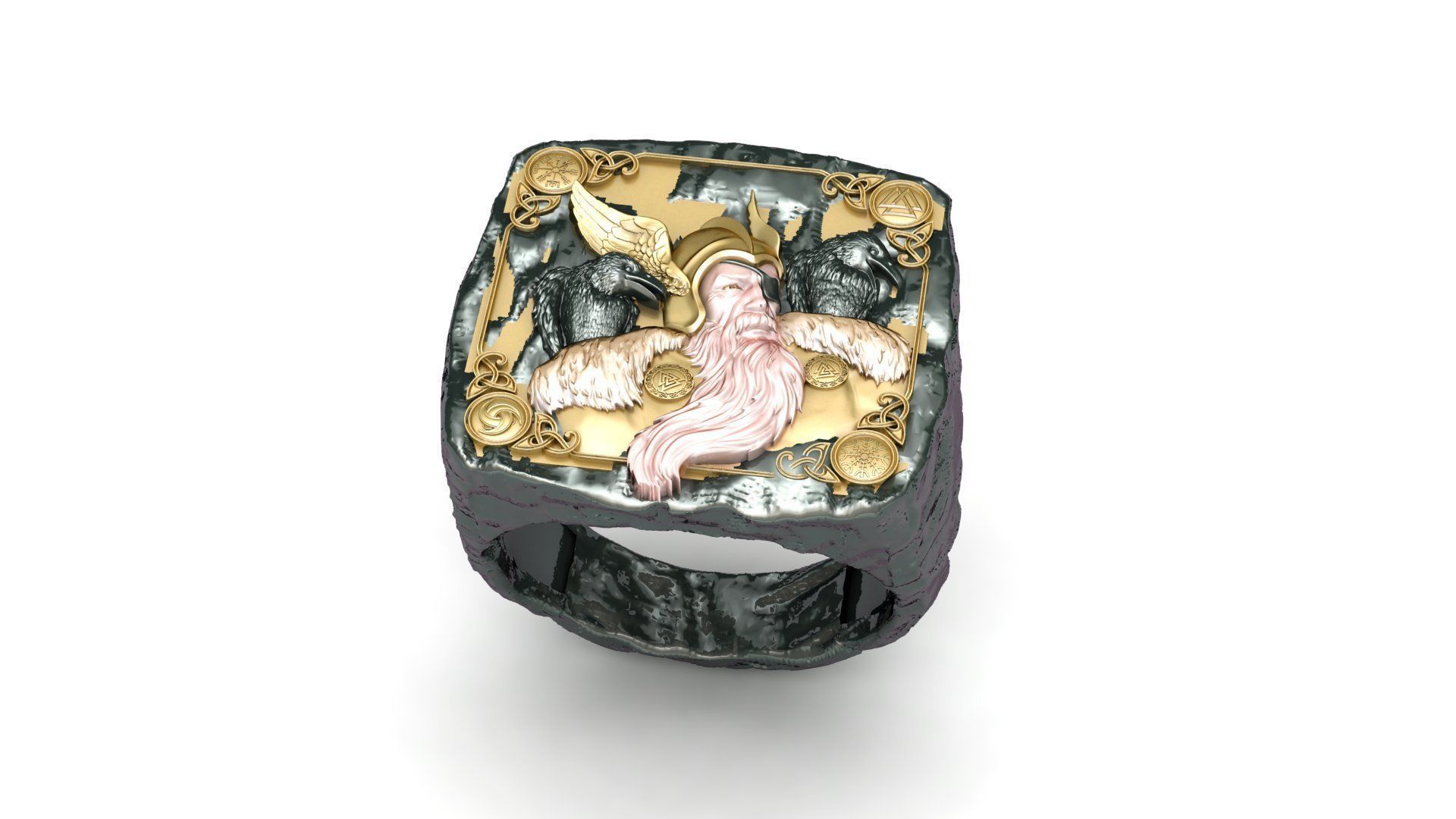 Ring Odin Hugin Munin Viking God jewelry 3D model 3D printable | CGTrader