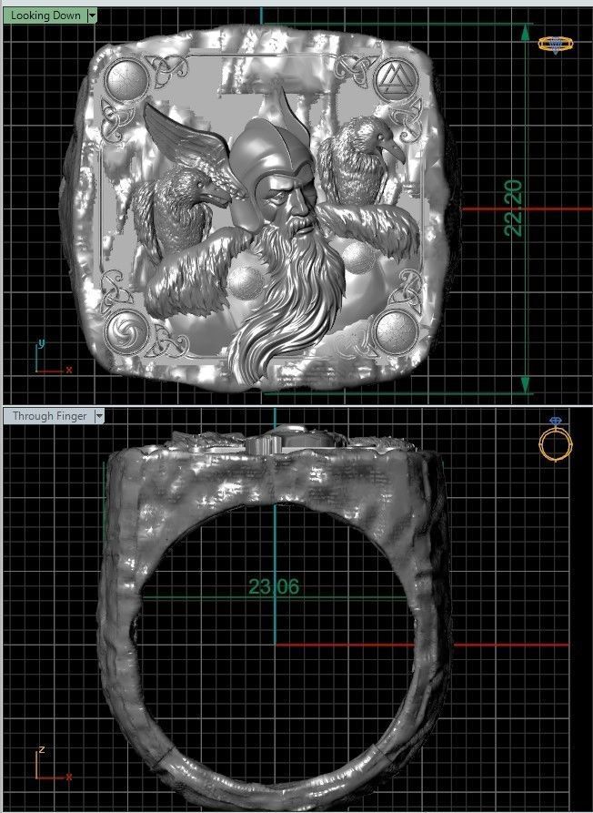 Ring Odin Hugin Munin Viking God jewelry 3D model 3D printable | CGTrader