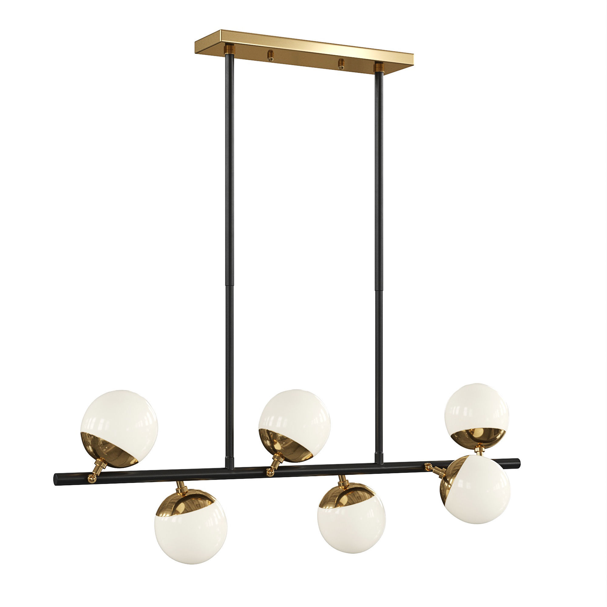 6 lights Mid Century Chandelier Industrial Pendant Light 3D model ...