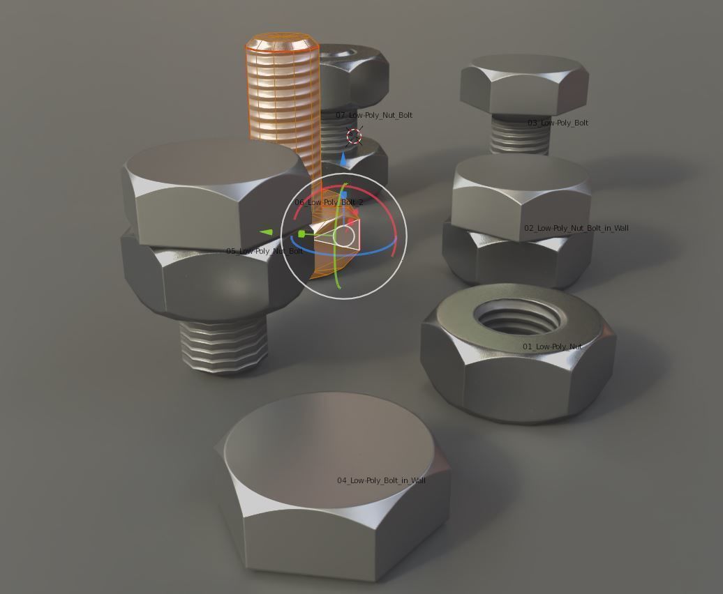 3D model Low-Poly Screw and Nuts - Remastered VR / AR / low-poly | CGTrader