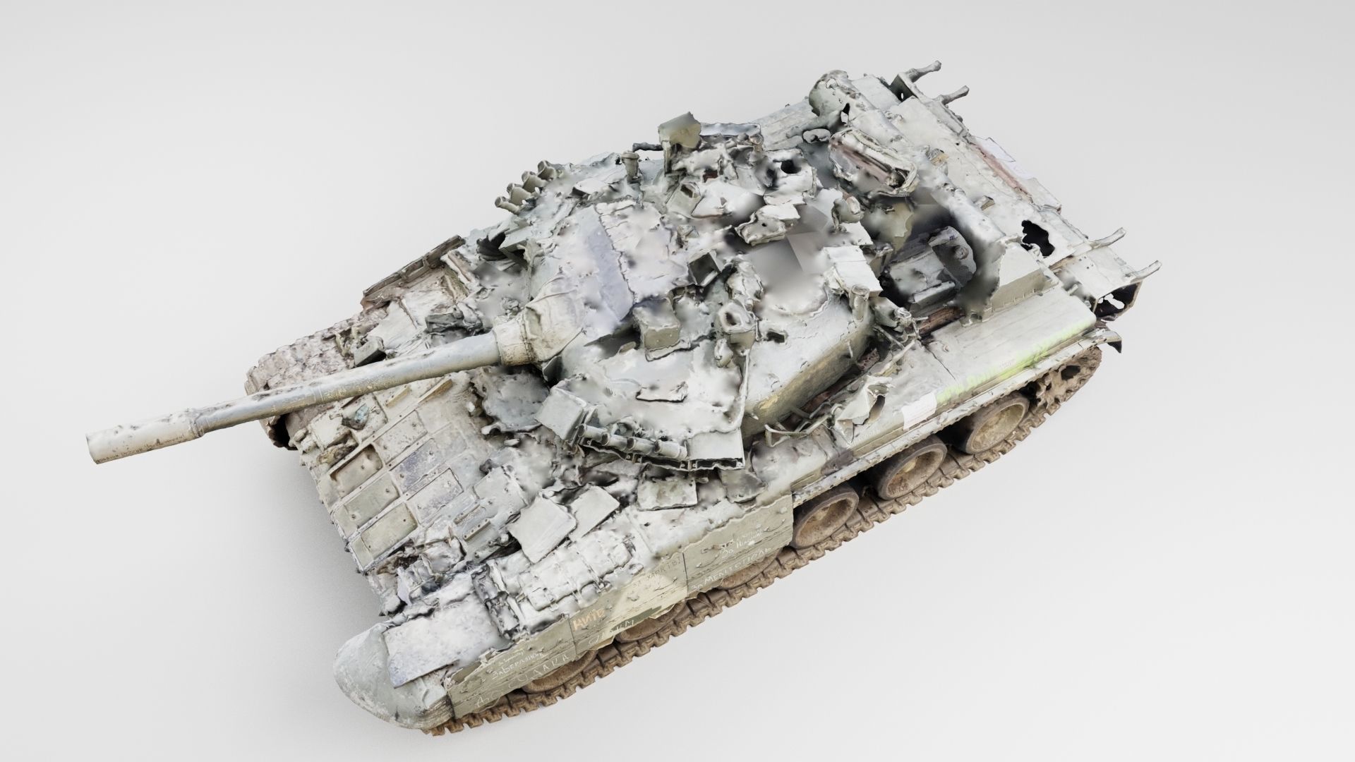 Russian T-72 tank destroyed by Ukrainian army 3D model | CGTrader