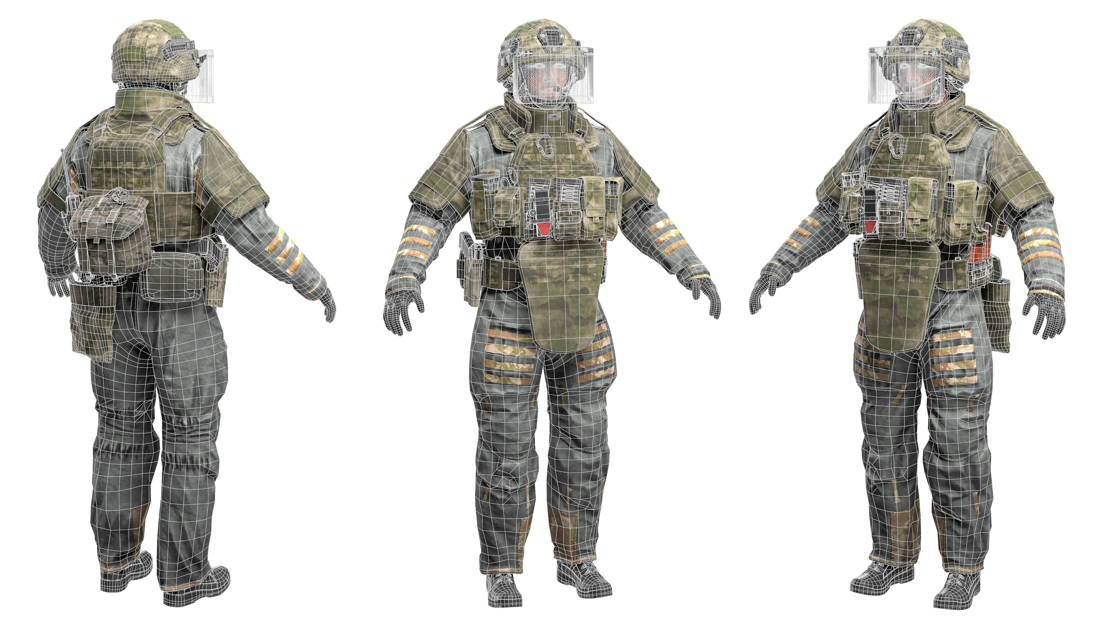 3D model MILITARY Game Ready Character Russian Assault Soldier VR / AR ...