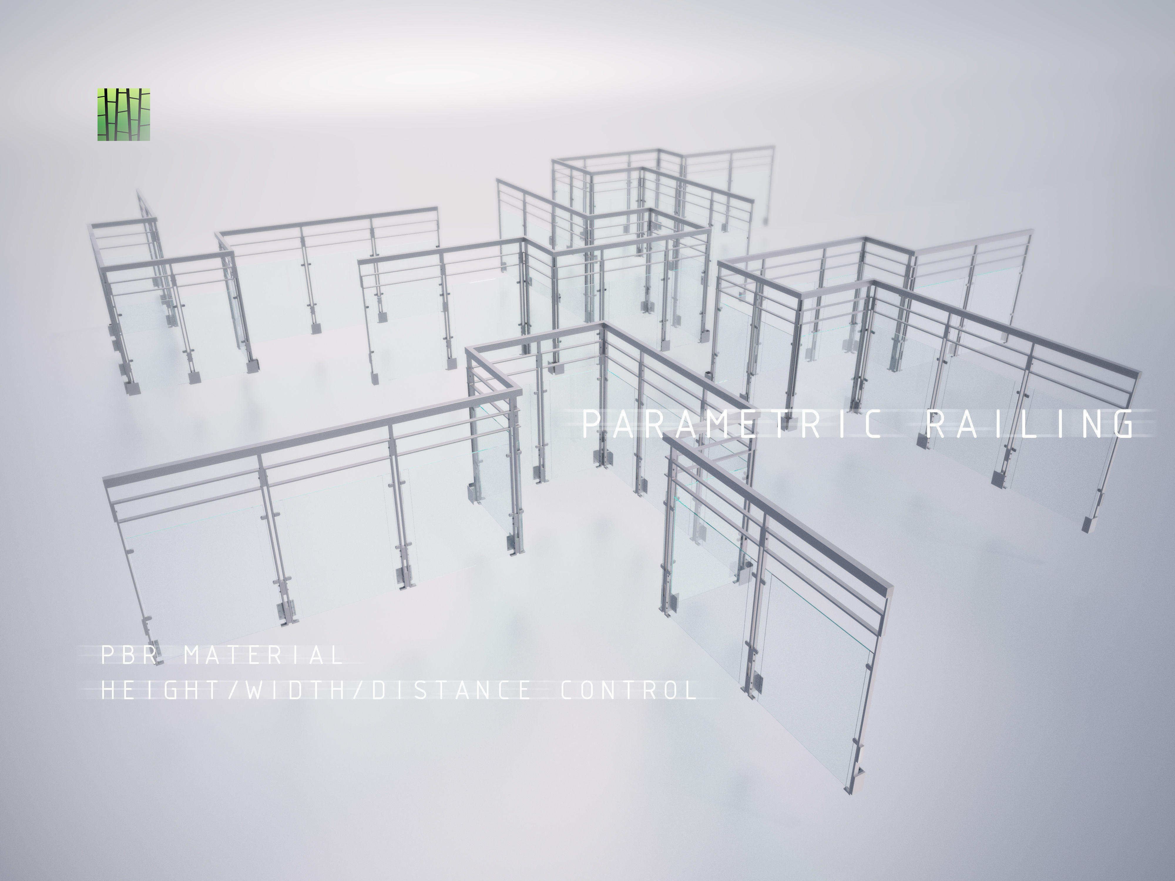 3D model PARAMETRIC ALUMINIUM RAILING VR / AR / low-poly | CGTrader