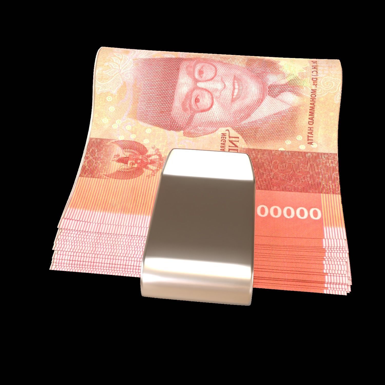Rupiah Money Stack with clip 3D model | CGTrader