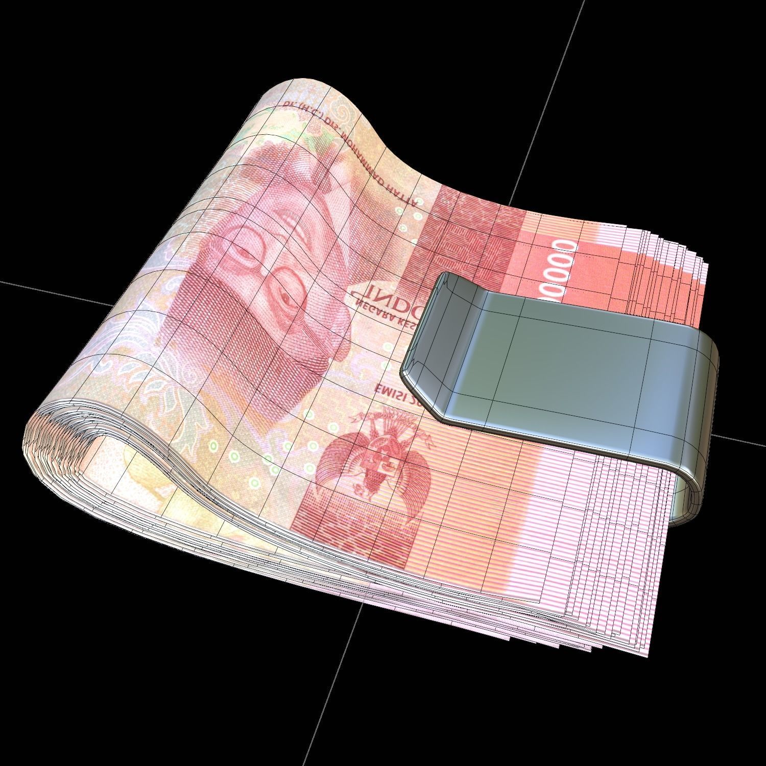 Rupiah Money Stack with clip 3D model | CGTrader