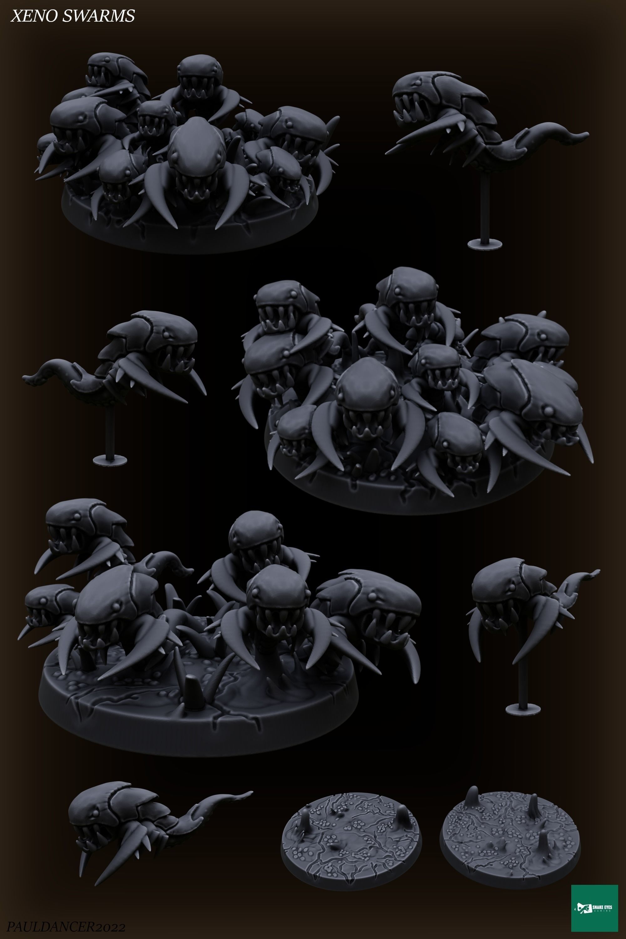Alien Xeno Swarm creatures 3D model 3D printable | CGTrader