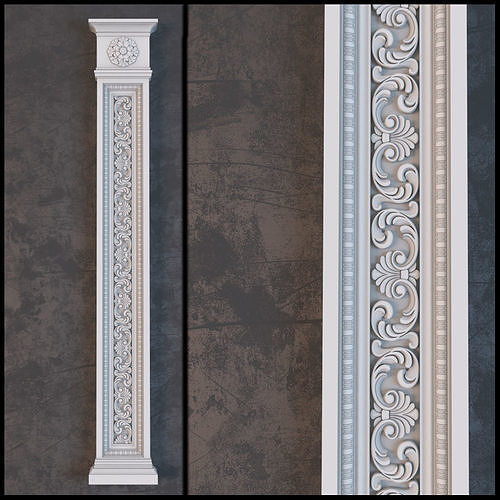 border column with ornate carvings free VR / AR / low-poly 3D model ...