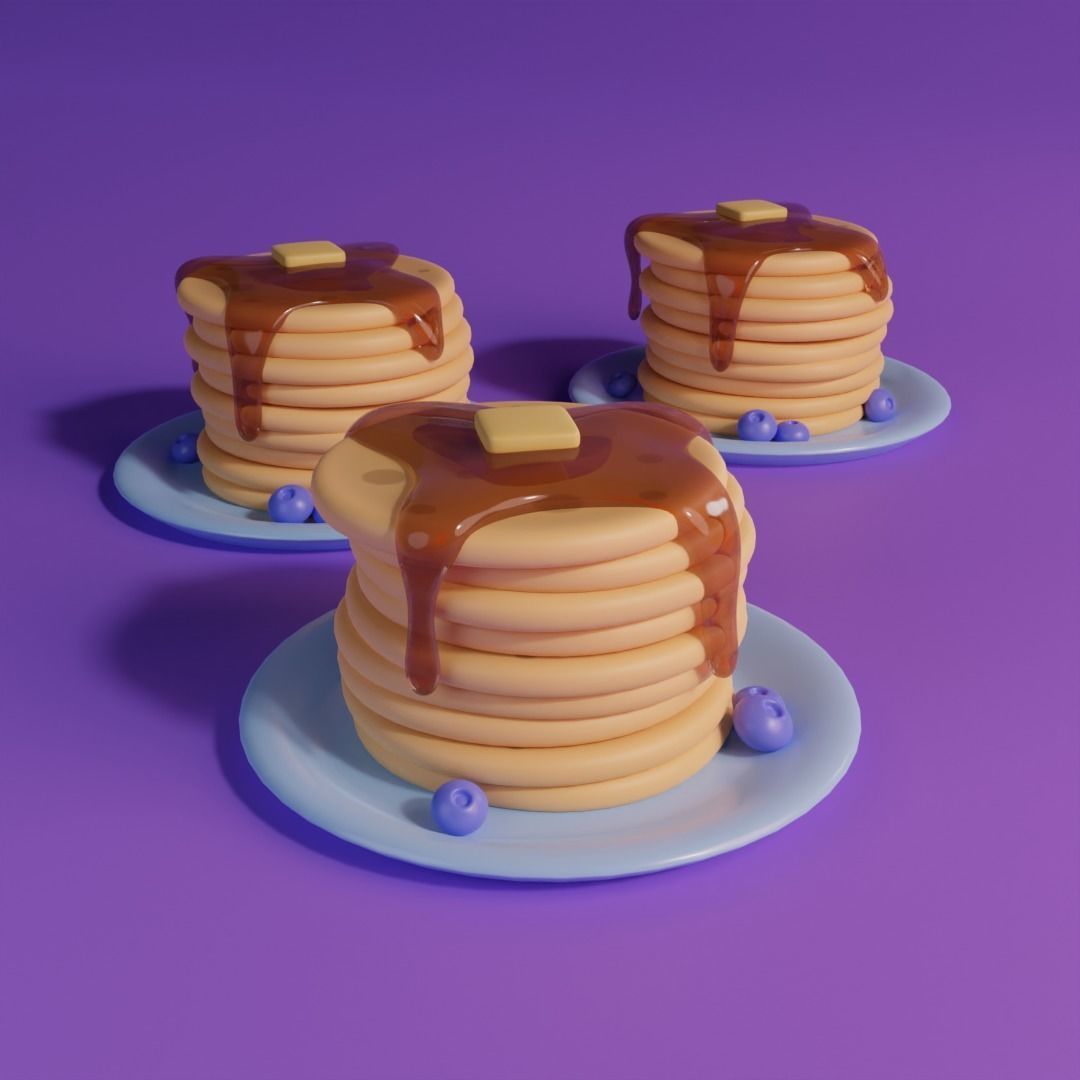 3D model Cartoon pancakes VR / AR / low-poly | CGTrader