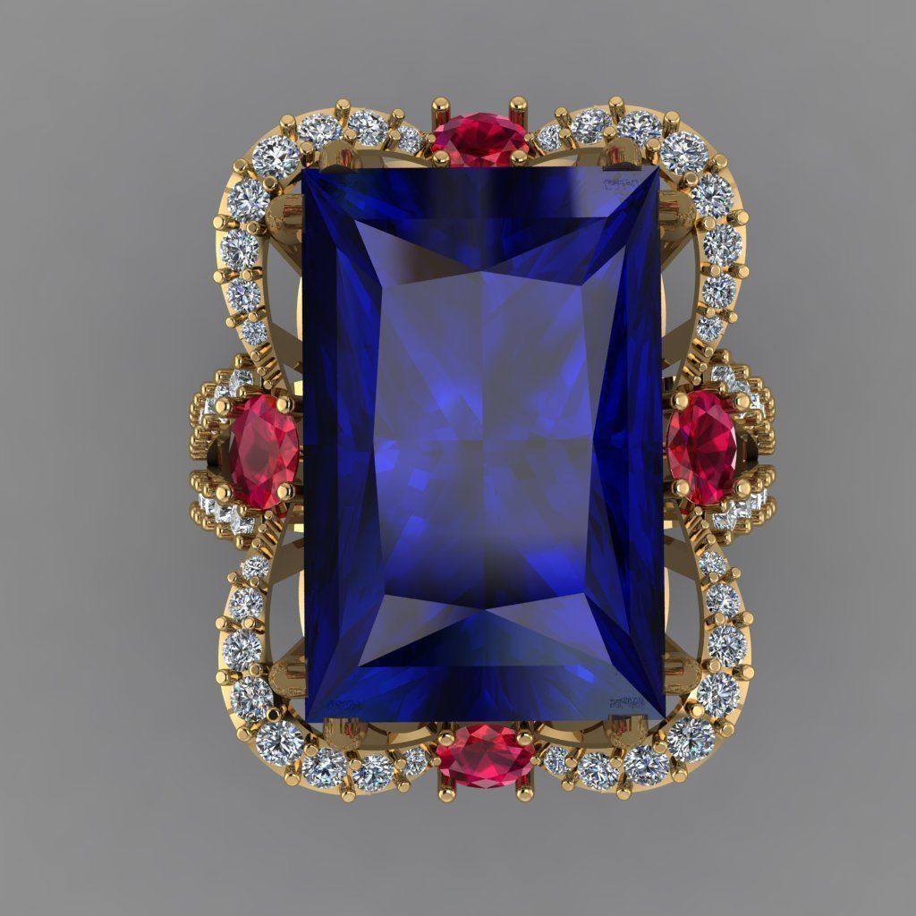 Bule Emerald stone witn Red ovels 3D Print File 3D print model free 3D ...