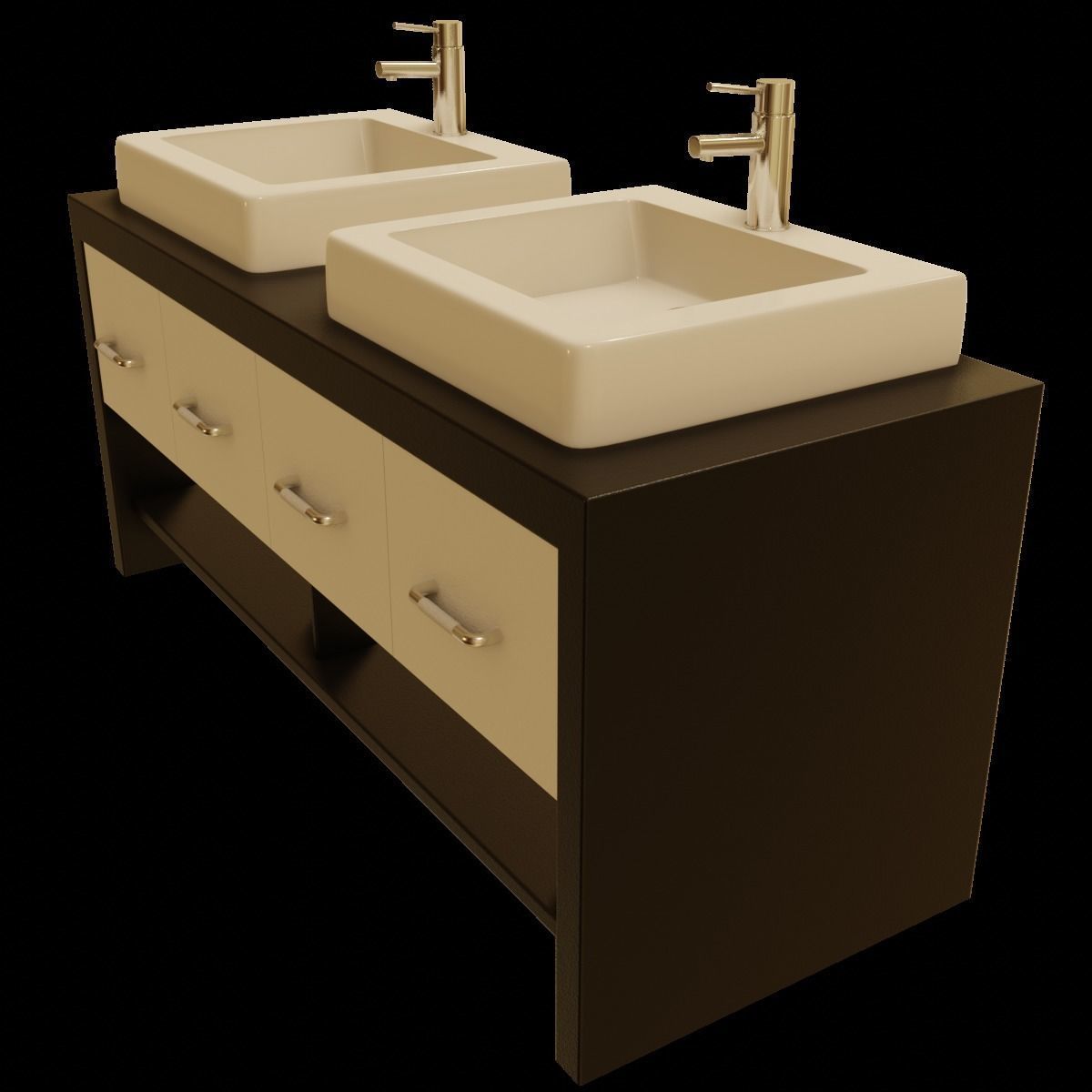 Double Vanity Cabinet 3D Model 3D model | CGTrader