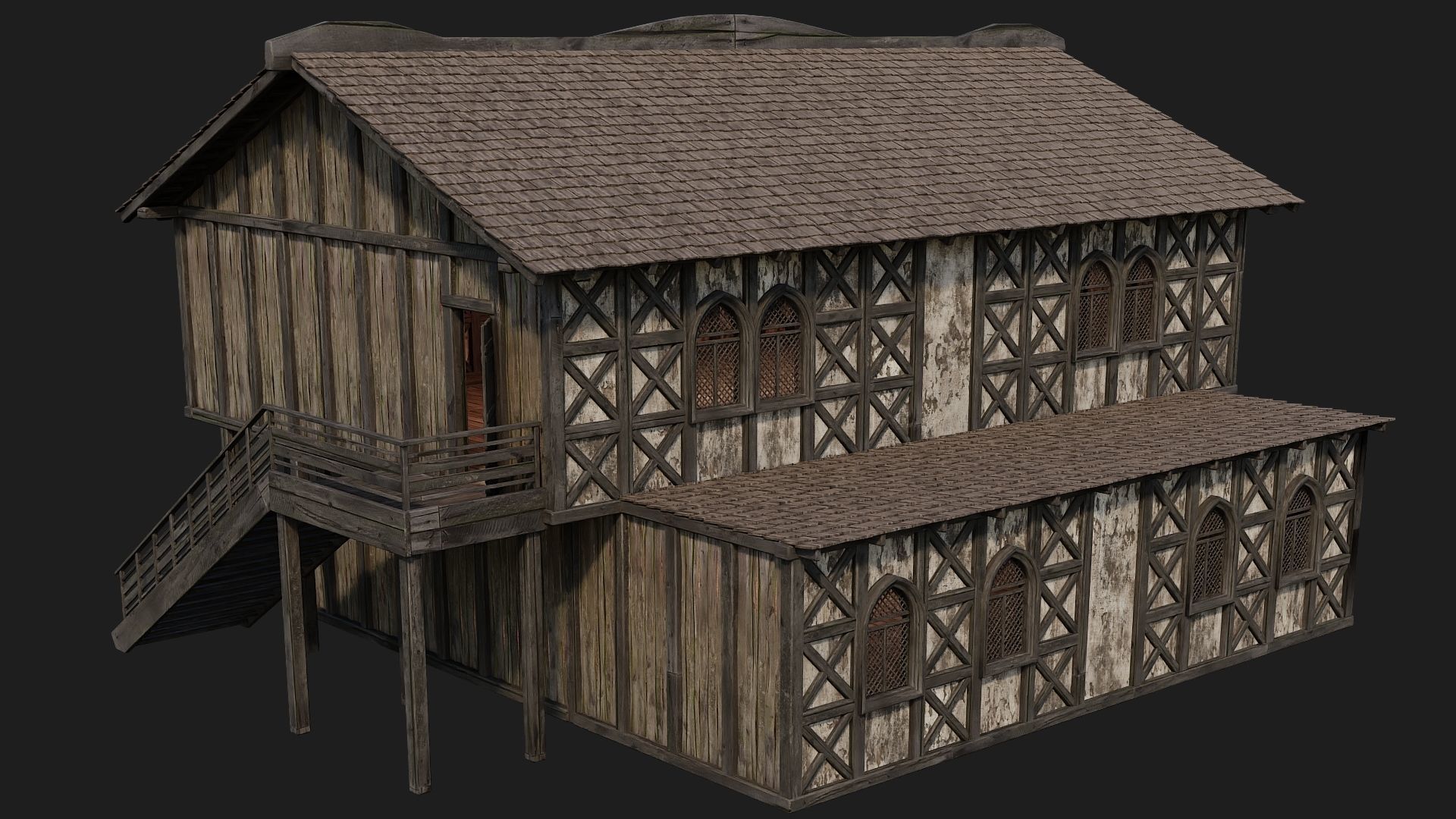 3D model Old Medieval House Building 4K Textures GameReady 174 VR / AR ...