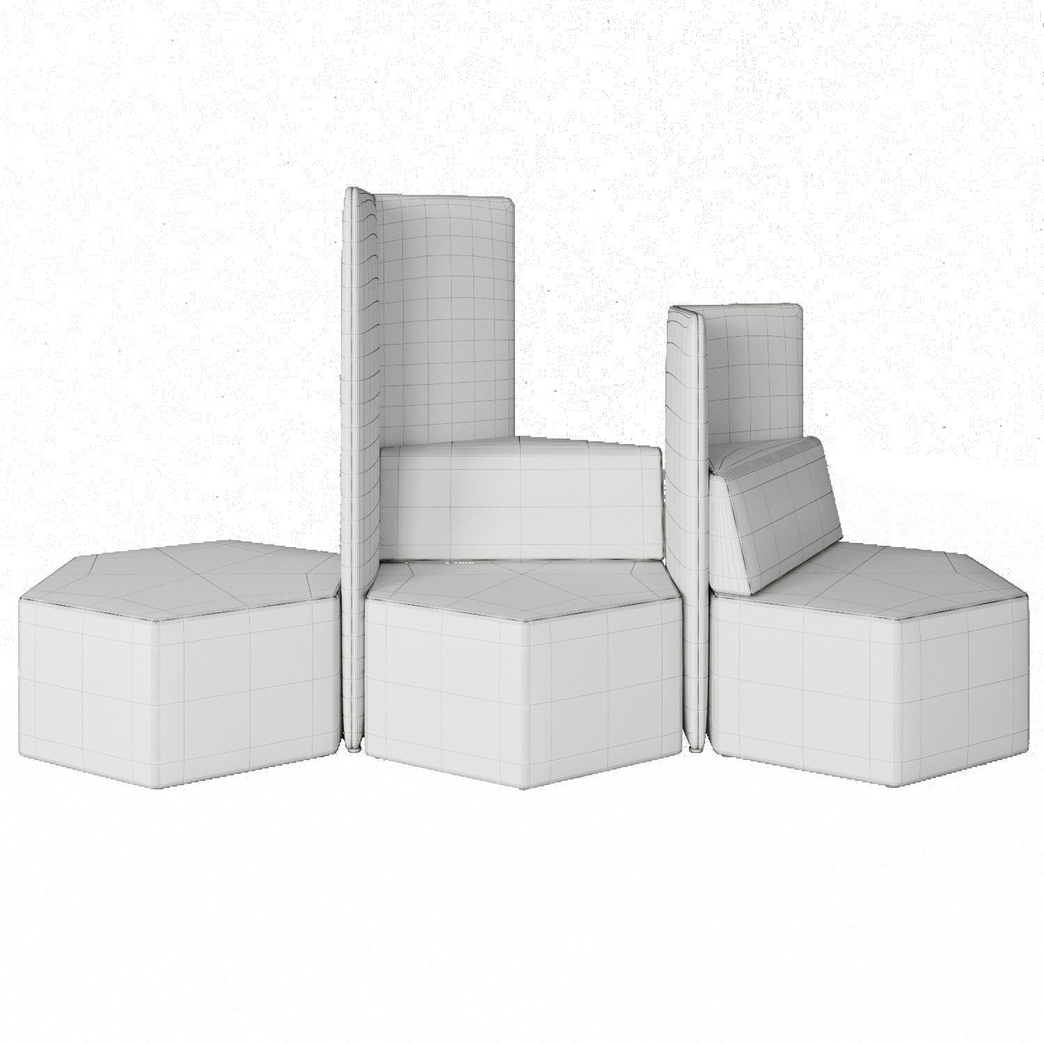Multifunctional hexagonal seating system 3D model | CGTrader