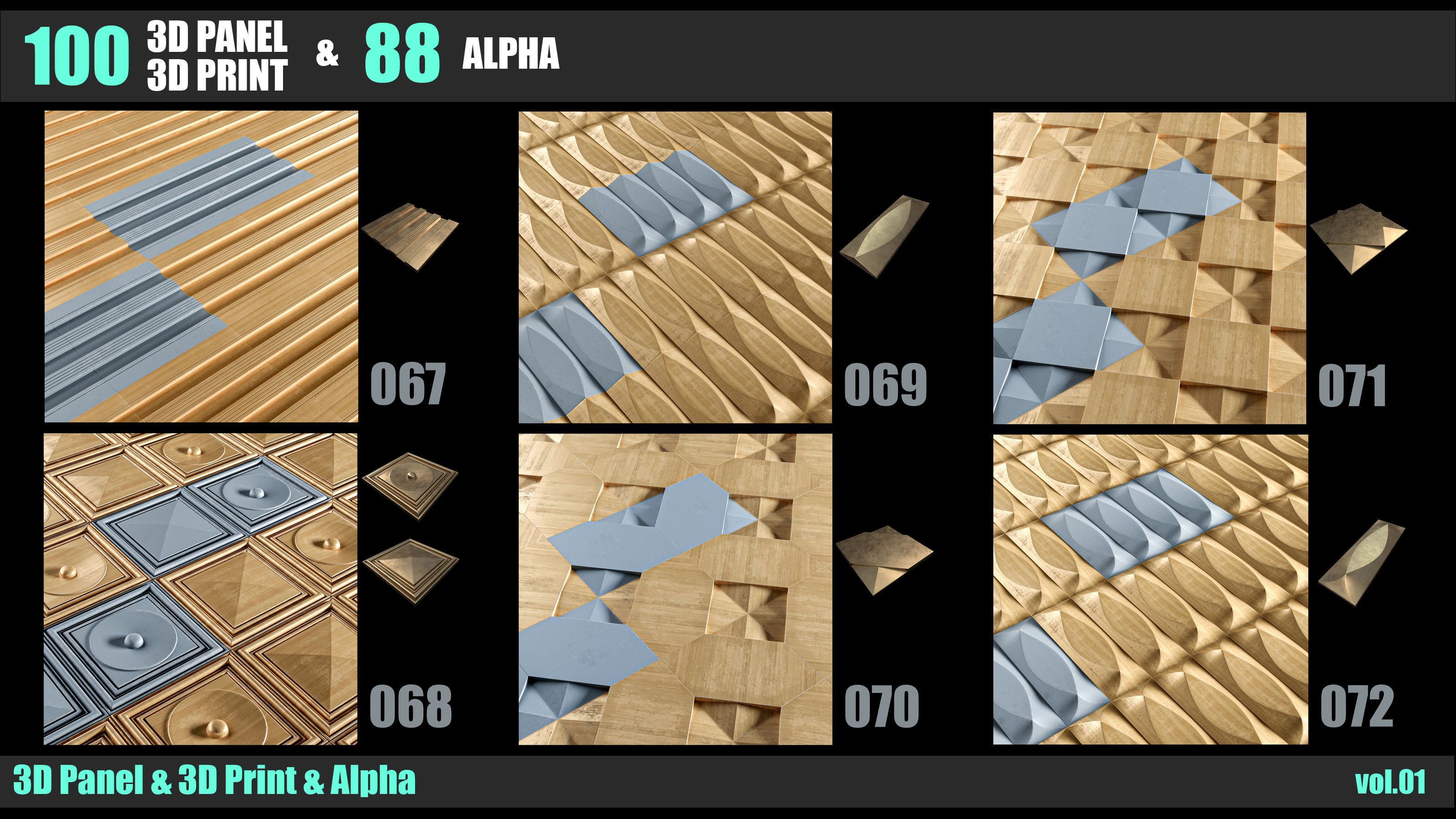 100 3d Panel And 3d Print And 88 Alpha Vol 01 3d Model 3d Printable