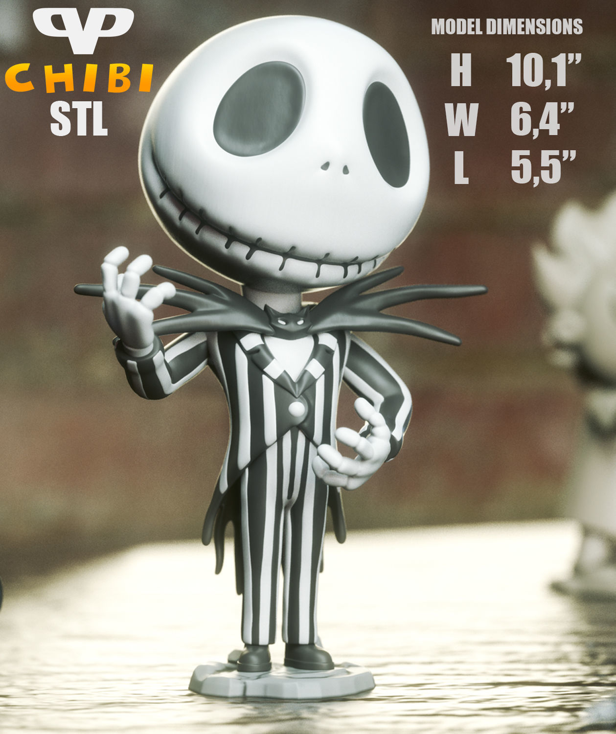 Jack Skellington Chibi STL for 3D Printing ChibiSTL 3DXM 3D model 3D ...