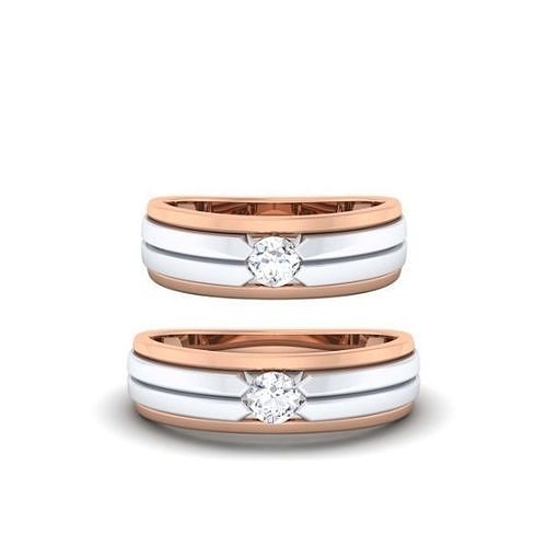 Solitaire Couple Band Rings 3D model 3D printable | CGTrader