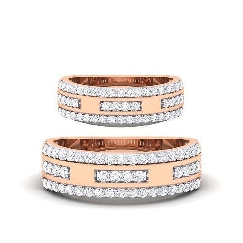 Solitaire Couple Band Rings 3D model 3D printable | CGTrader