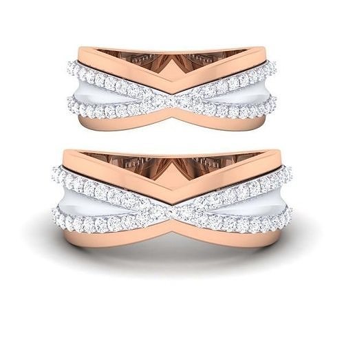 Solitaire Couple Band Rings 3D model 3D printable | CGTrader