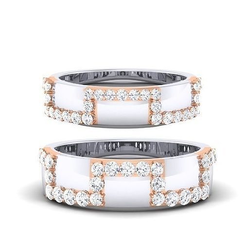 Solitaire Couple Band Rings 3D model 3D printable | CGTrader