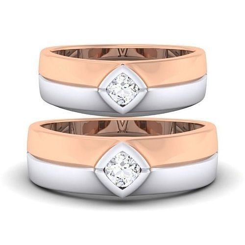 Solitaire Couple Band Rings 3D model 3D printable | CGTrader