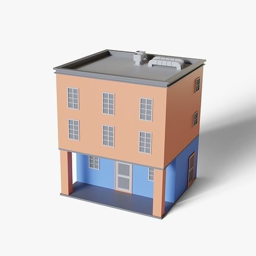 3D model 3D House orange and building VR / AR / low-poly | CGTrader