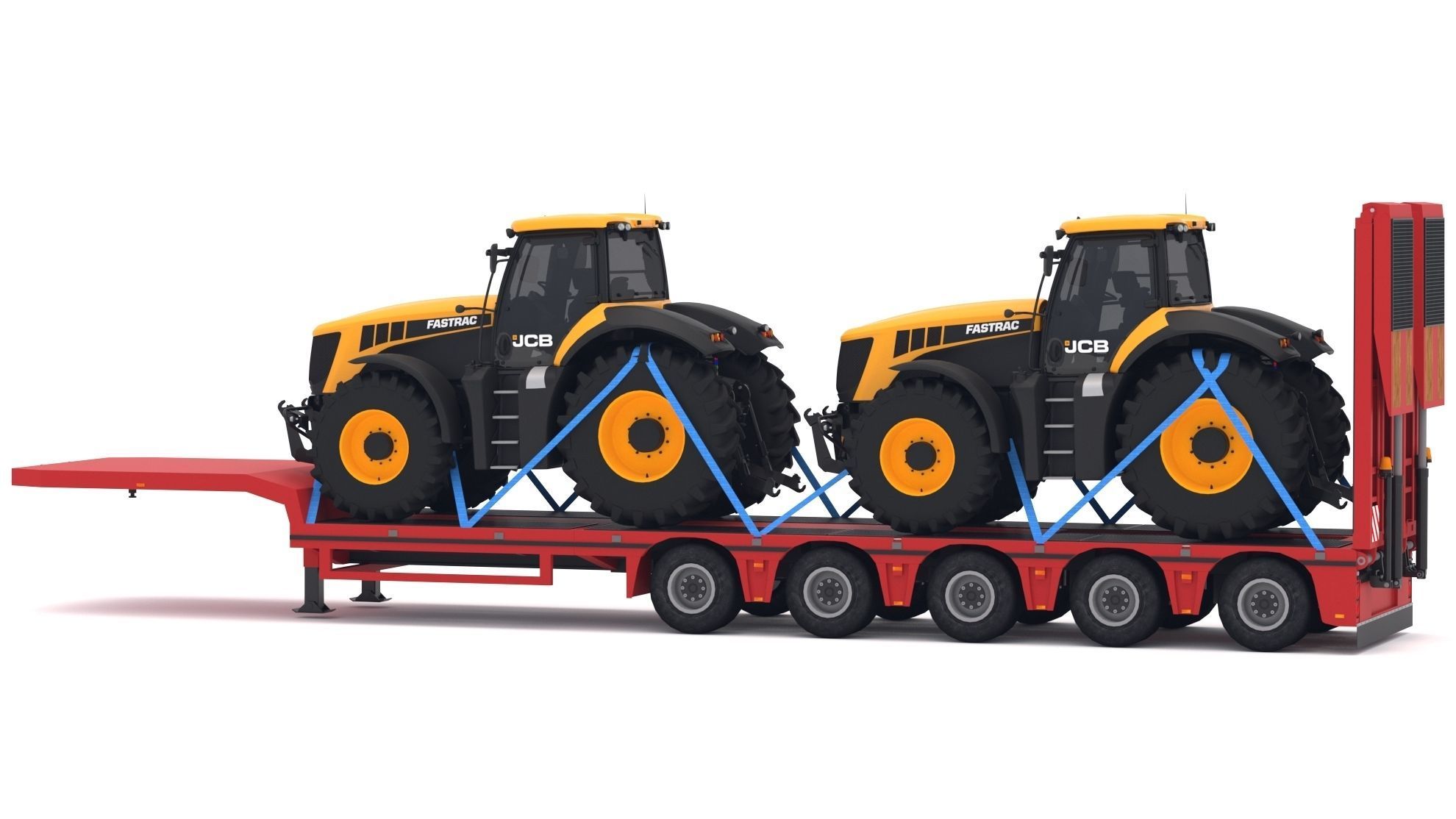 Lowboy Trailer with JCB Fastrac 8310 3D model | CGTrader