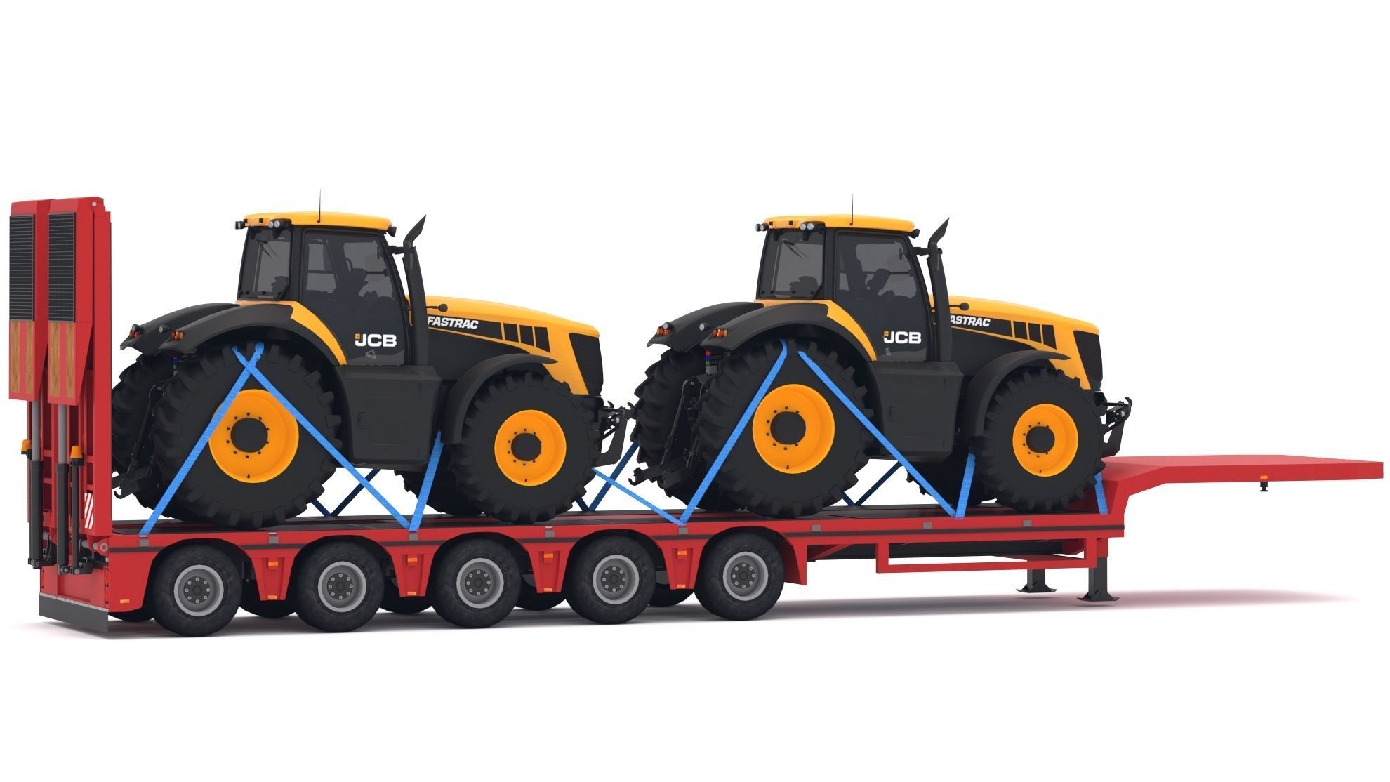 Lowboy Trailer with JCB Fastrac 8310 3D model | CGTrader