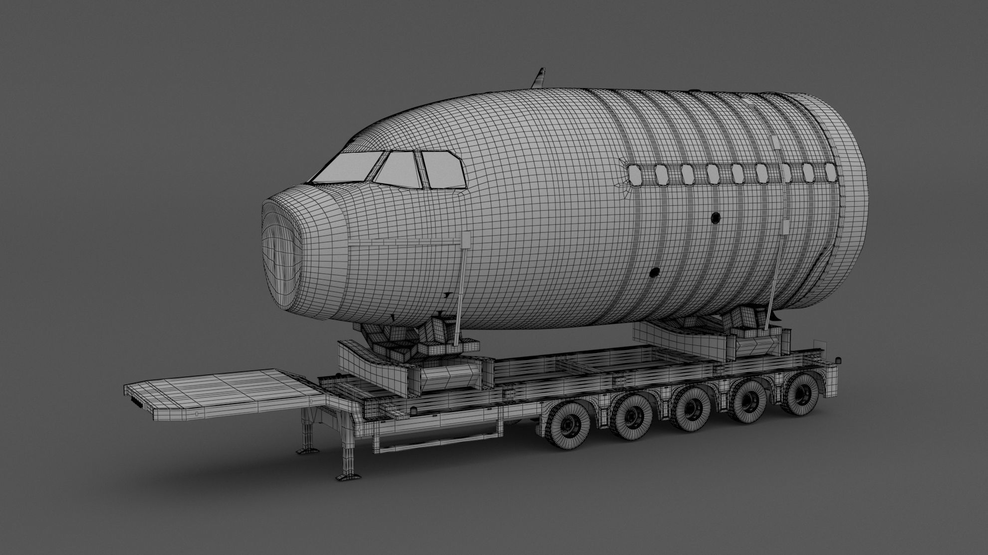 Lowboy Trailer with Airplane 3D model | CGTrader