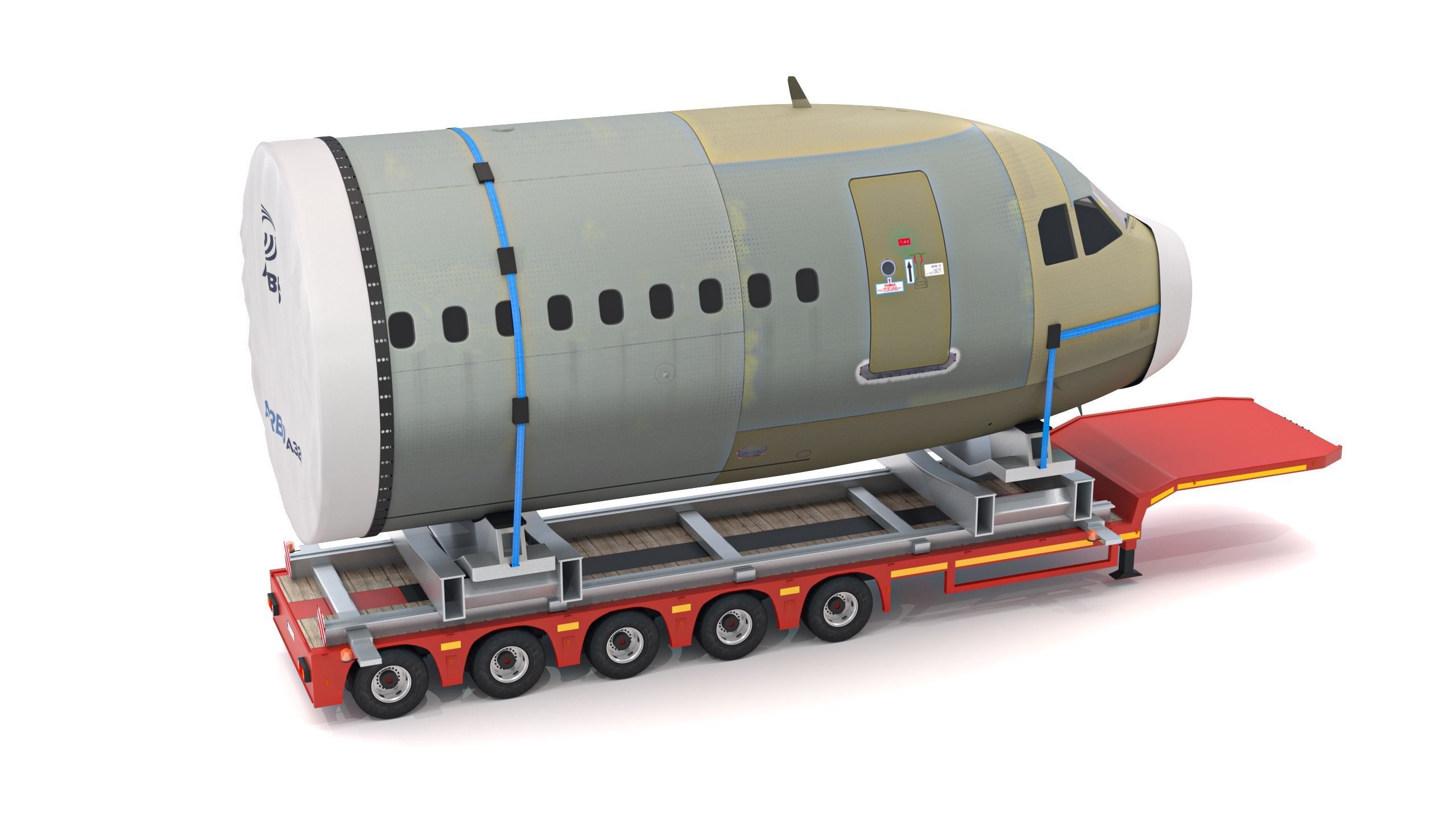 Lowboy Trailer with Airplane 3D model | CGTrader