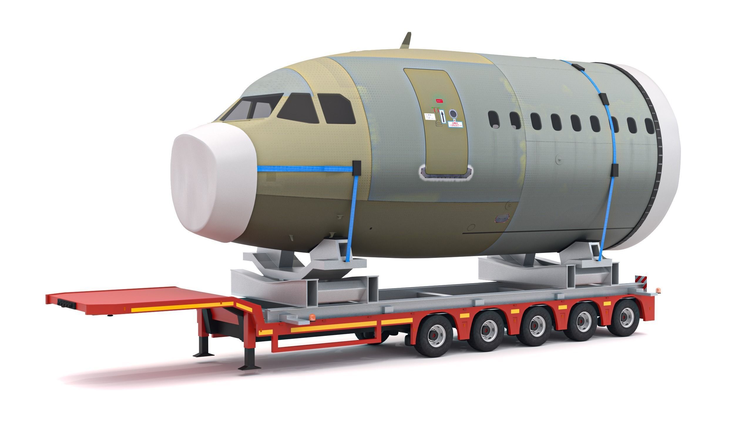 Lowboy Trailer with Airplane 3D model | CGTrader