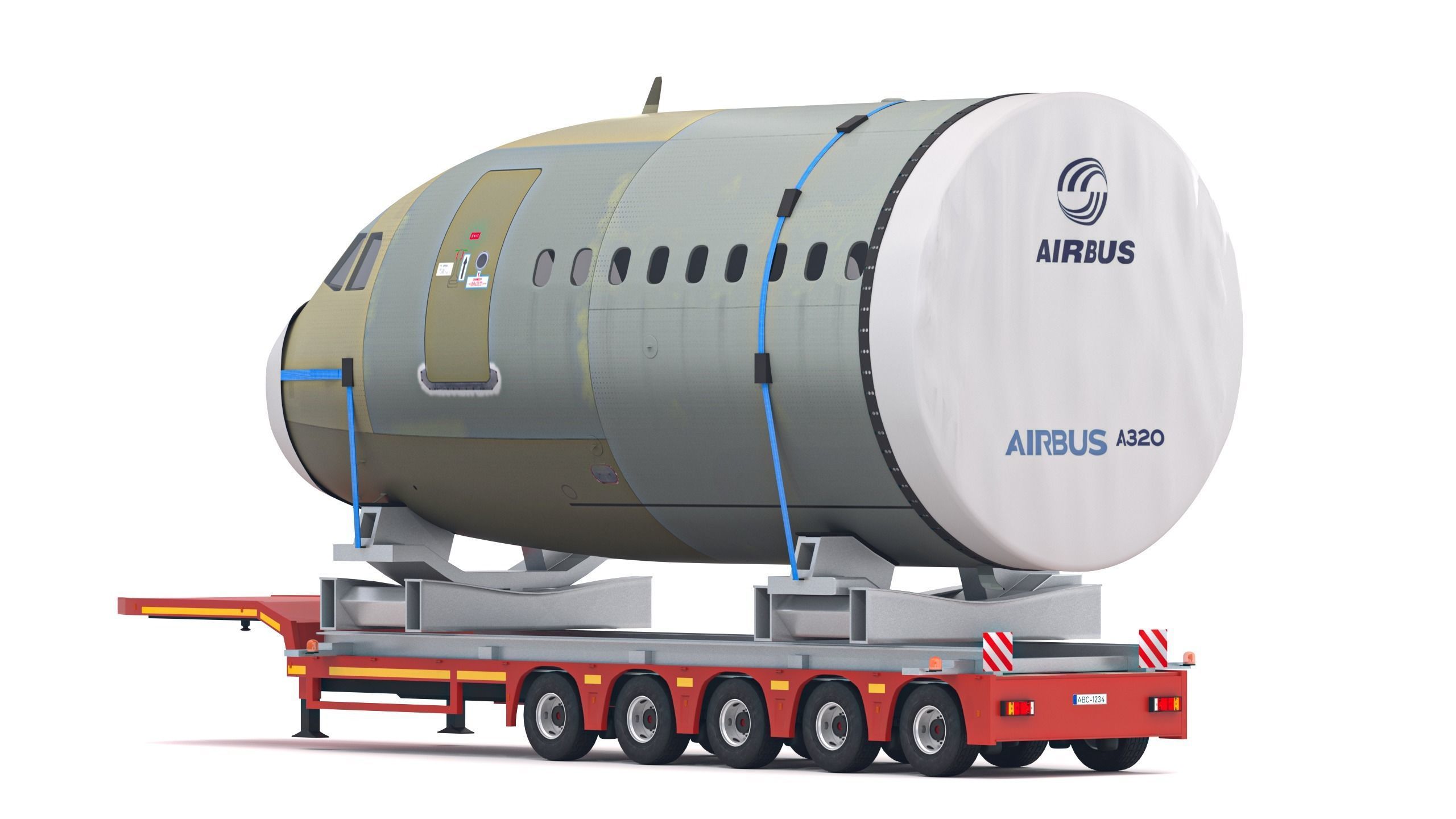 Lowboy Trailer with Airplane 3D model | CGTrader