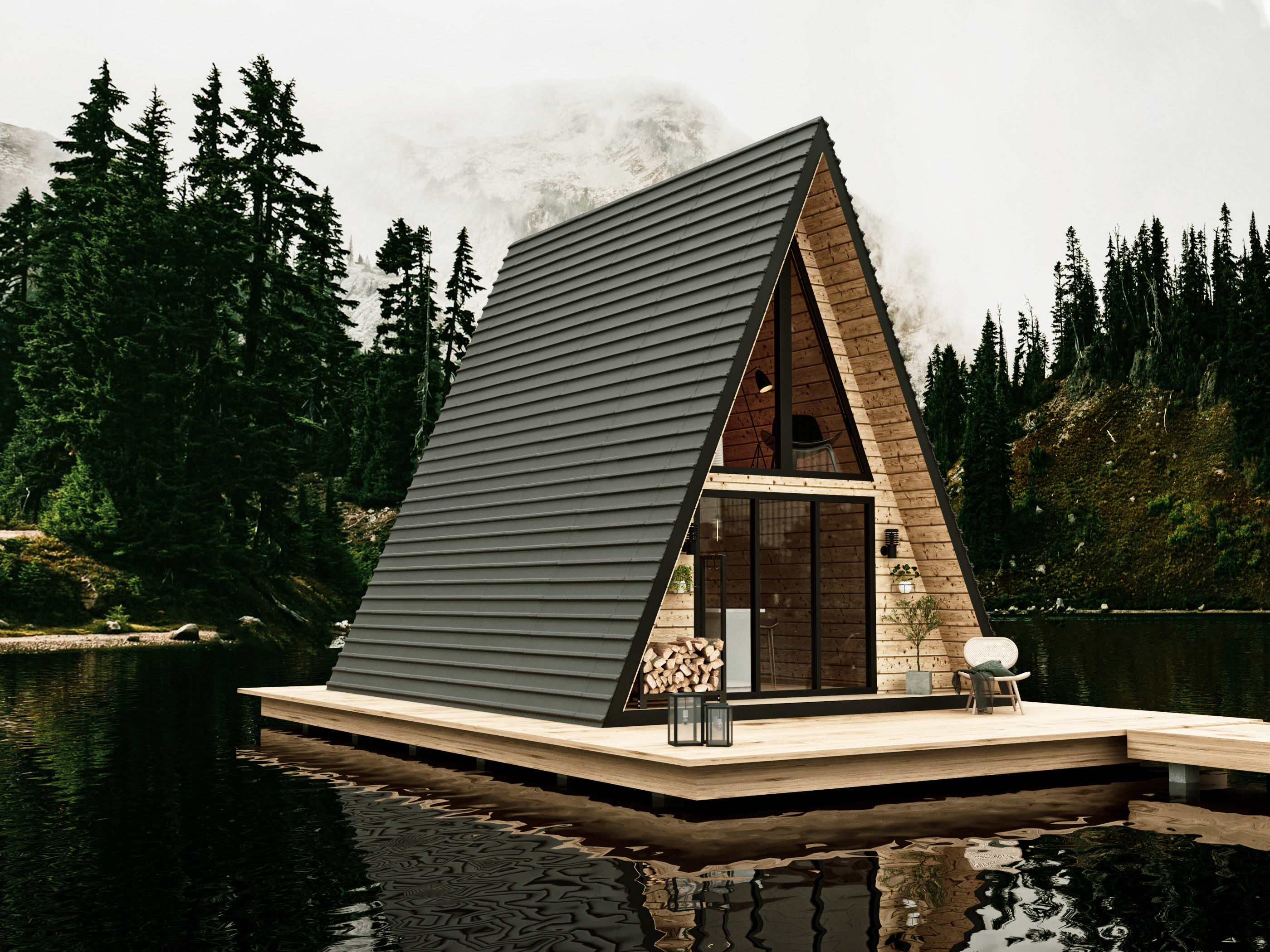 Lake House in the Forest 3D model | CGTrader
