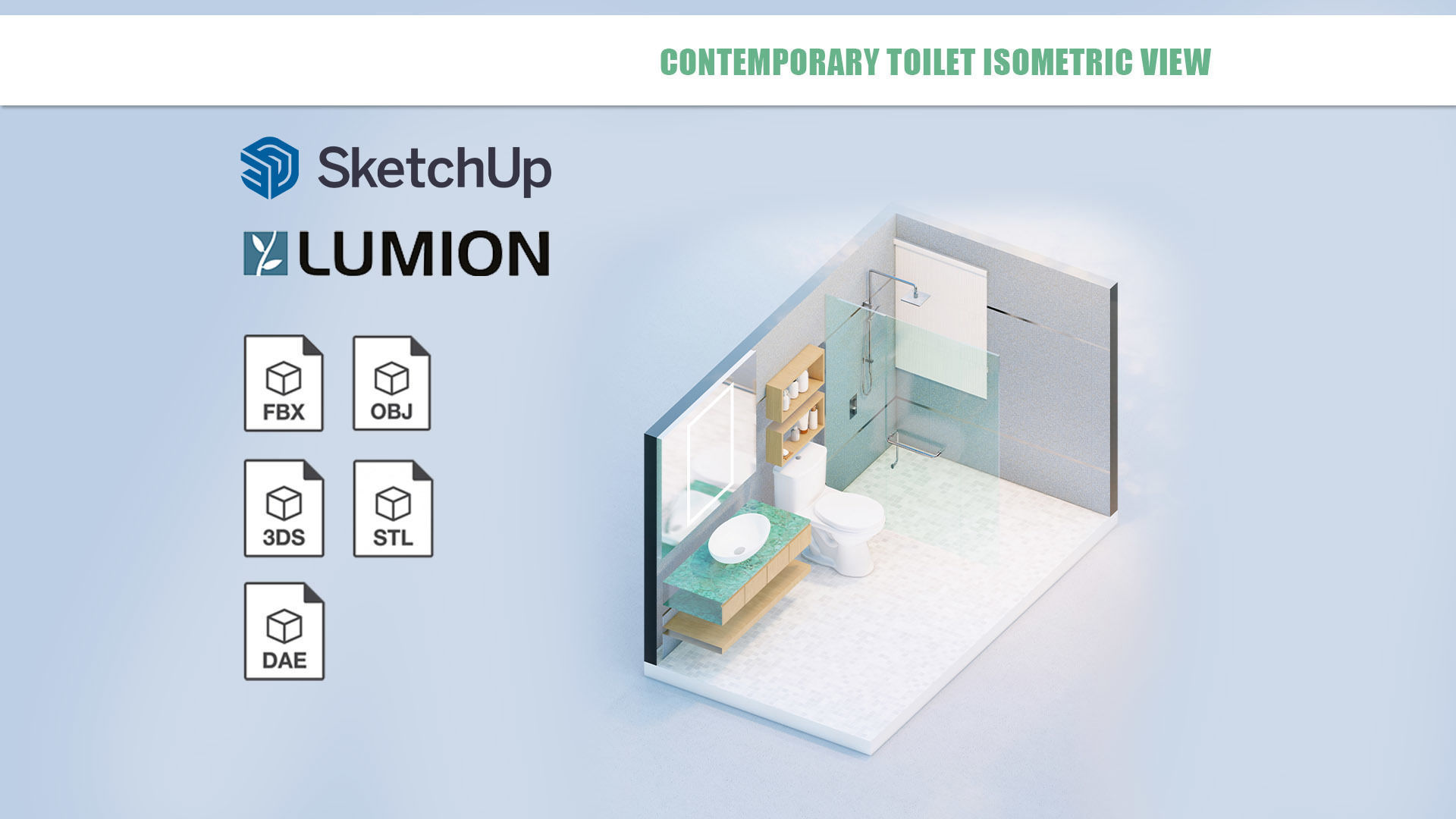 Contemporary Toilet Isometric view 3D model | CGTrader