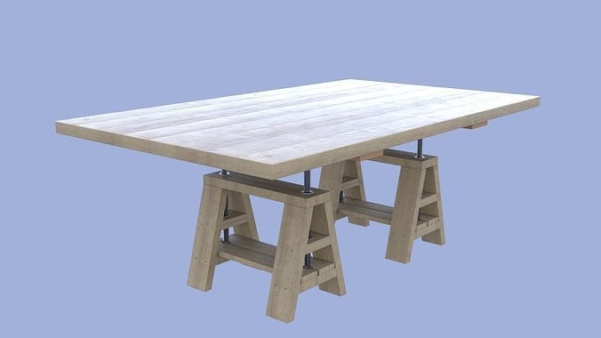 3D model table wooden with two legs VR / AR / low-poly | CGTrader