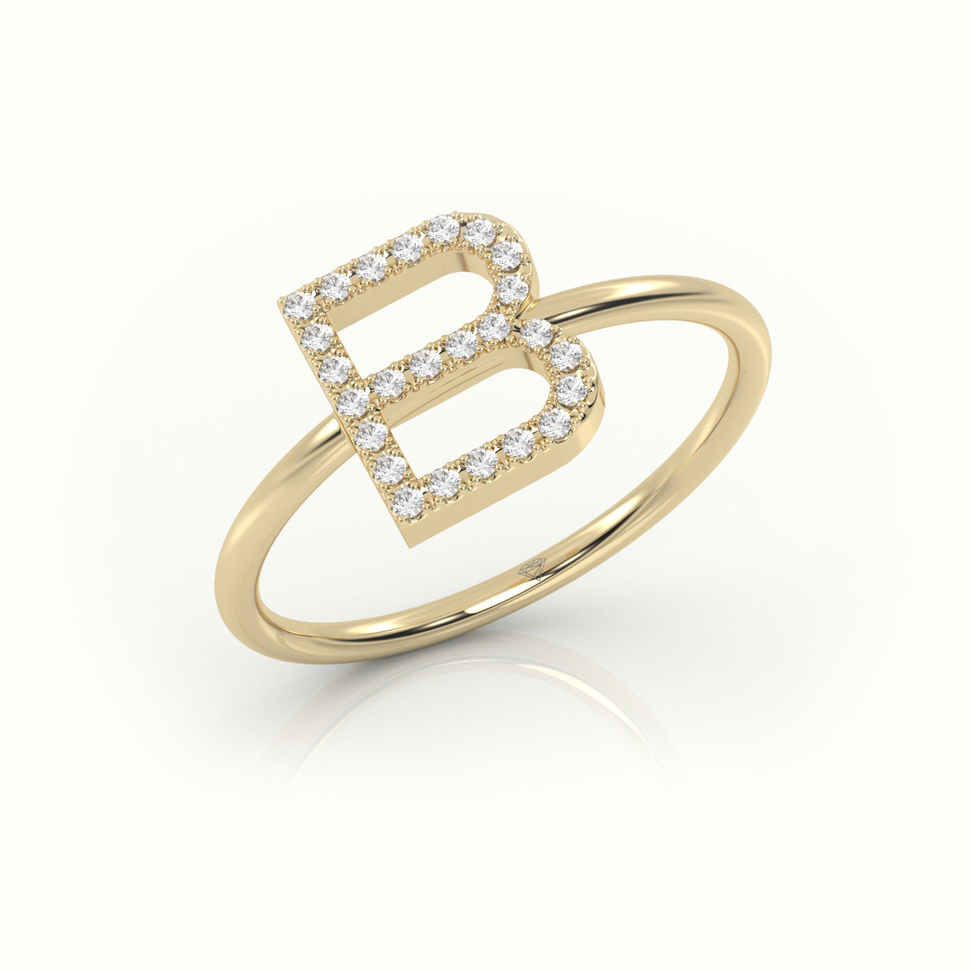 Initial B ring size 54 with professional renderings 3D model 3D ...