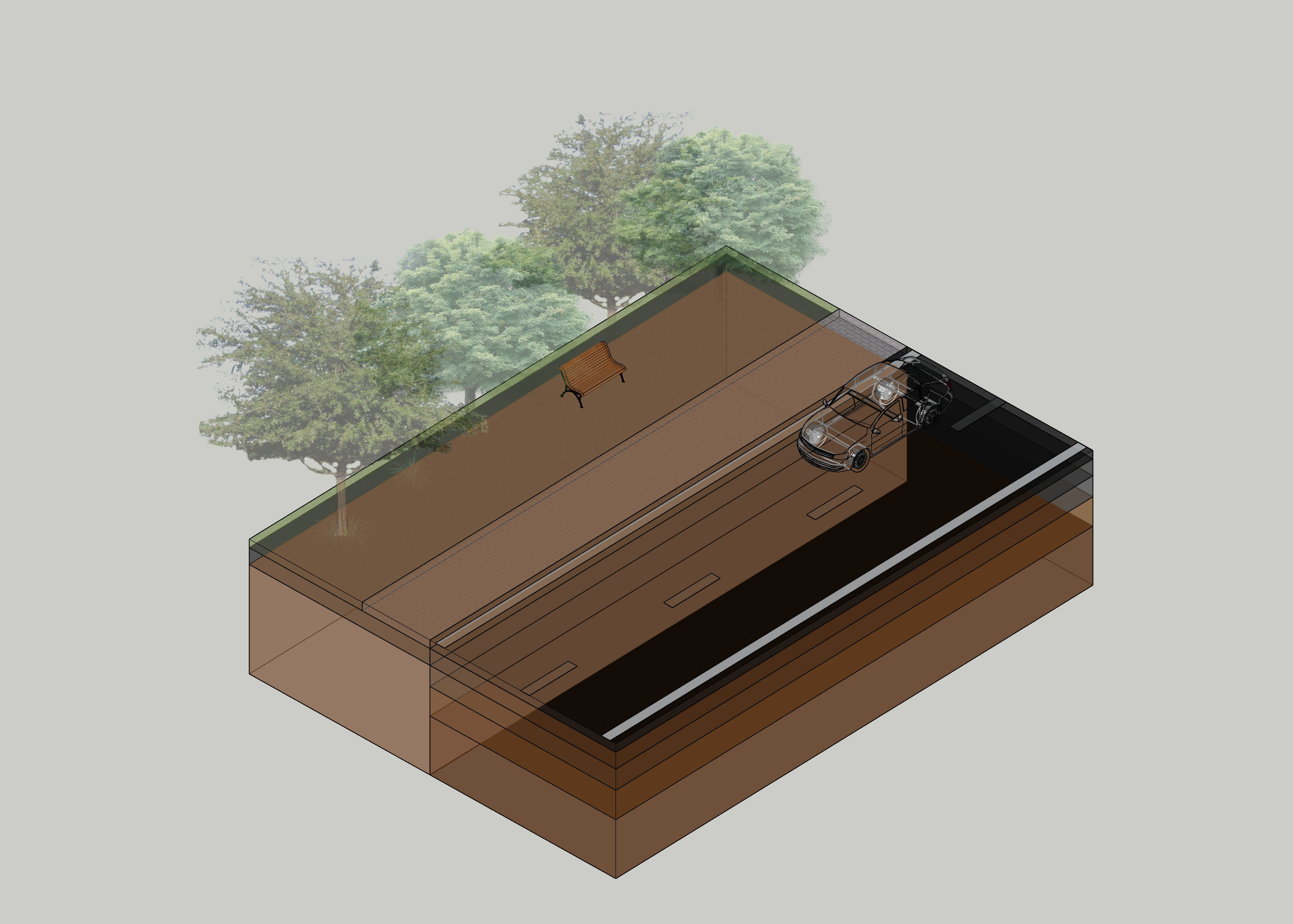 Urban design road cross section 3D model | CGTrader