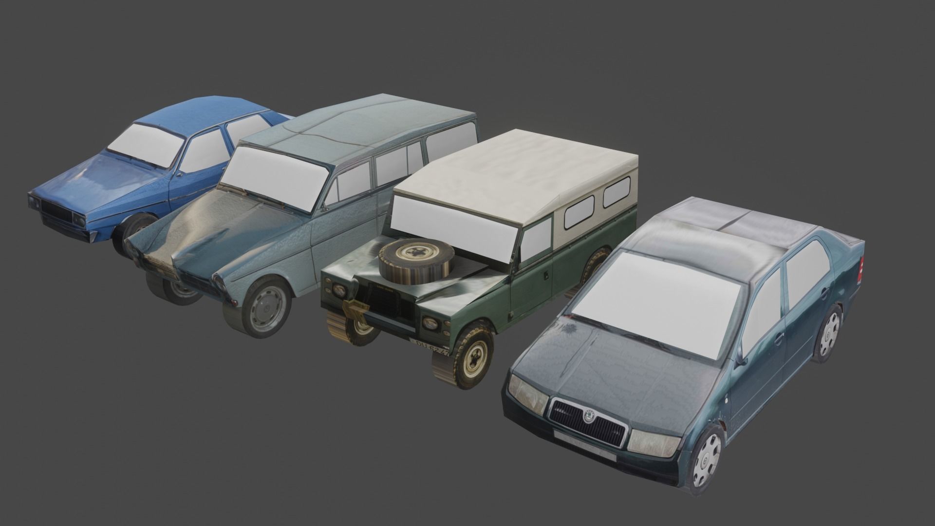 3D model 4 low poly cars four VR / AR / low-poly | CGTrader