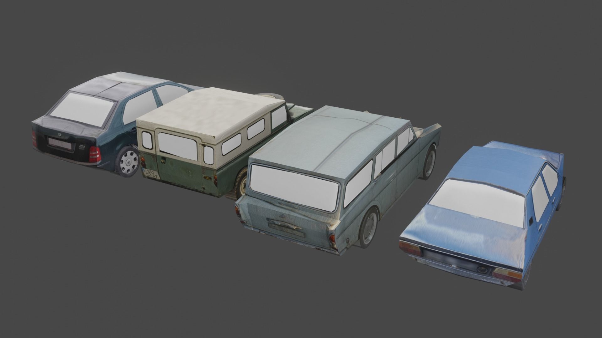 3D model 4 low poly cars four VR / AR / low-poly | CGTrader