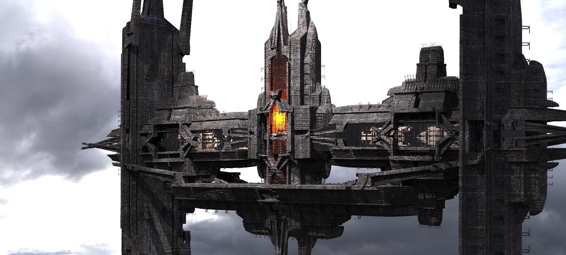 cyberpunk AsianTower Floating Kitbash 2 3D model | CGTrader