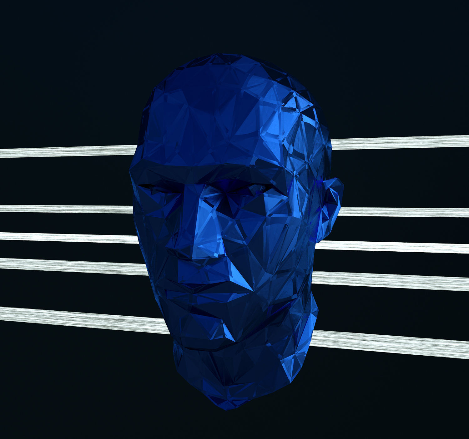 3D model Blue Low Poly Man Head model VR / AR / low-poly | CGTrader