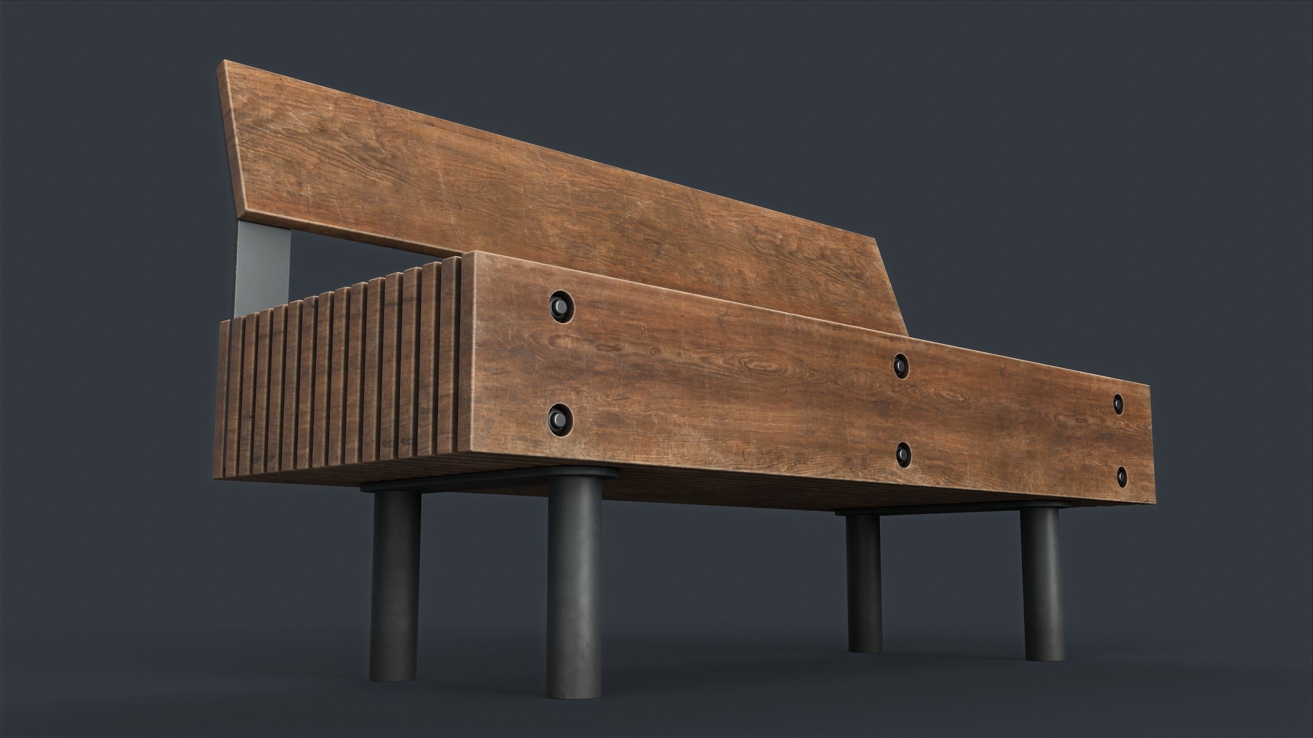 3D model Modern Outdoor Bench 52 PBR Game Ready VR / AR / low-poly ...