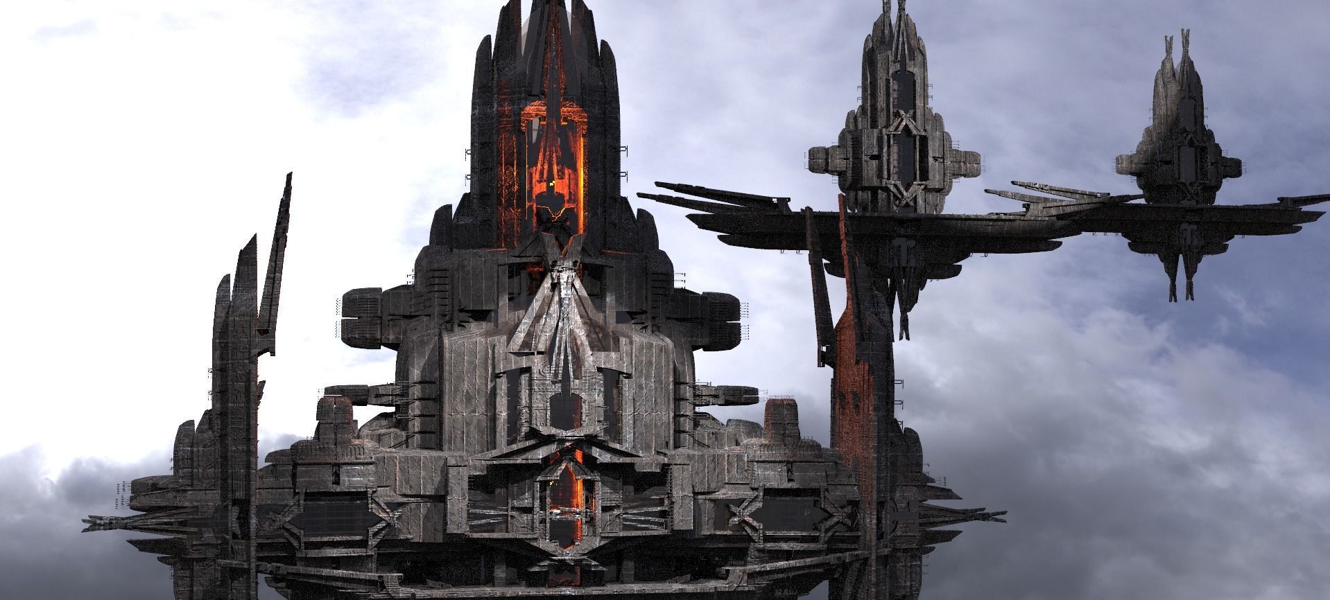 Cyberpunk Dark Floating City Kitbash 3D model | CGTrader